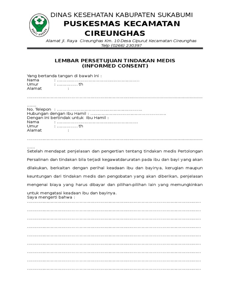 Lembar Persetujuan Tindakan Medis | PDF