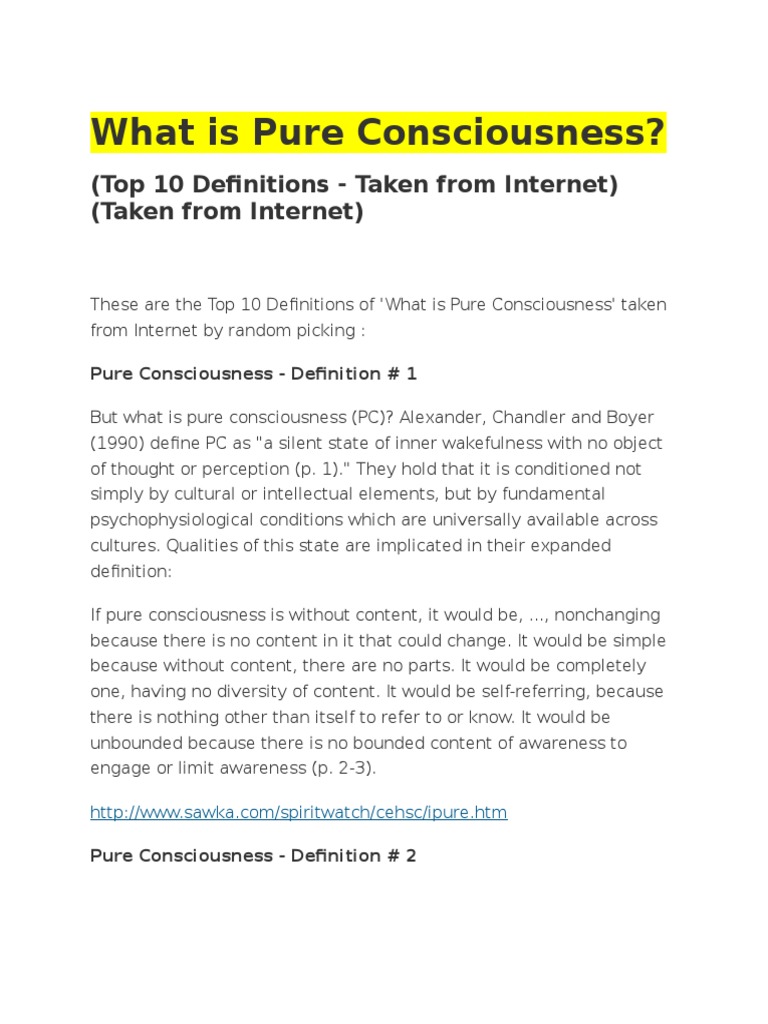 Understanding Pure Consciousness | PDF | Brahman | Mind