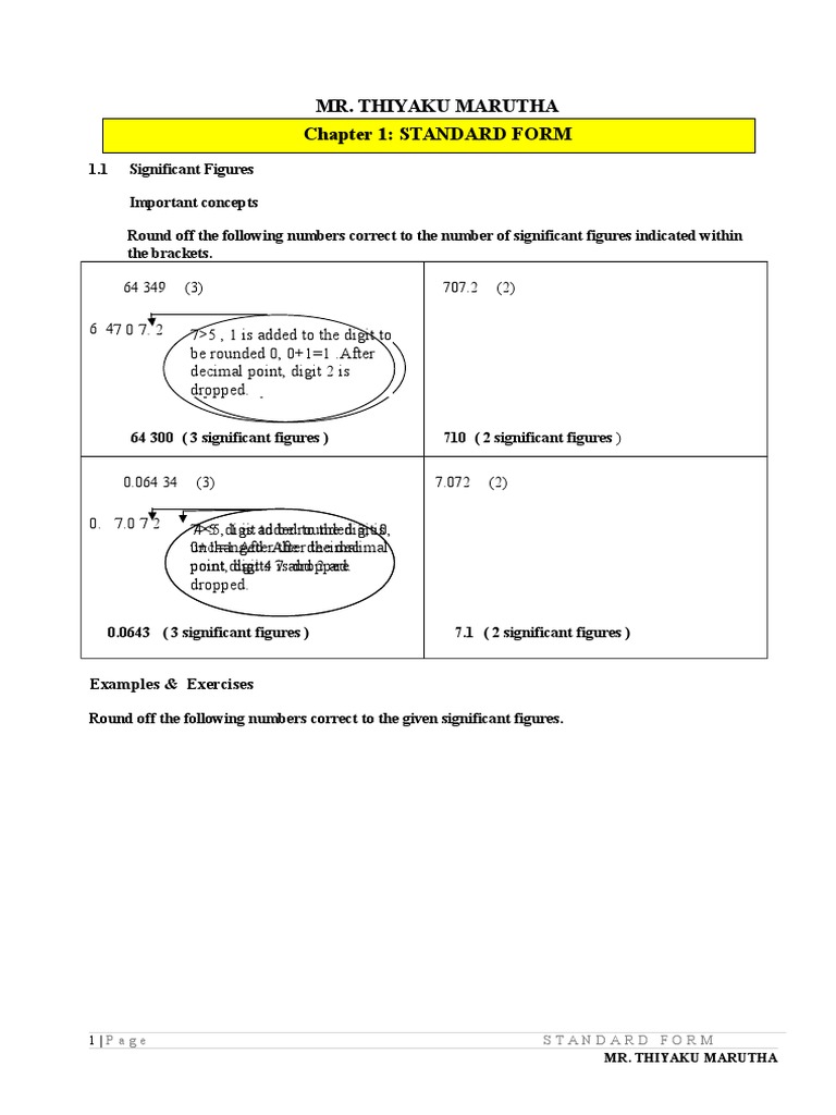 Chapter 1 Standard Form | PDF | Significant Figures | Numbers