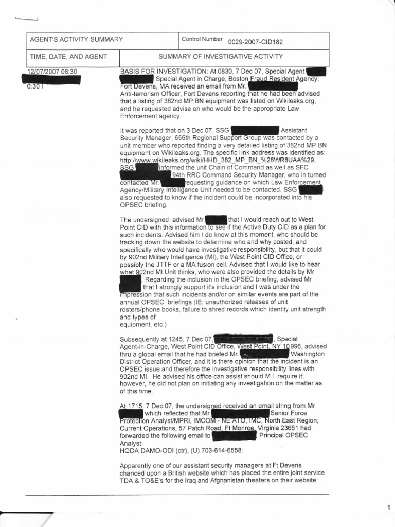 Army CID Wikileaks Hunt | Security | National Security