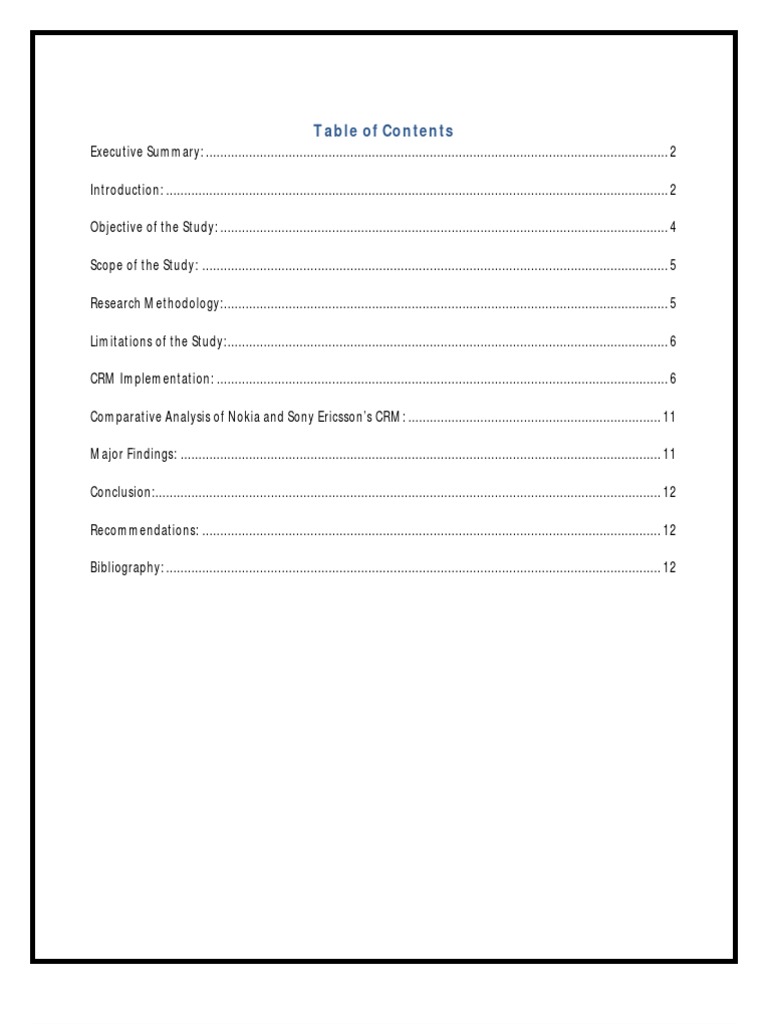 CRM and E-CRM Project Report - Nokia and Sony Ericsson | PDF | Customer ...