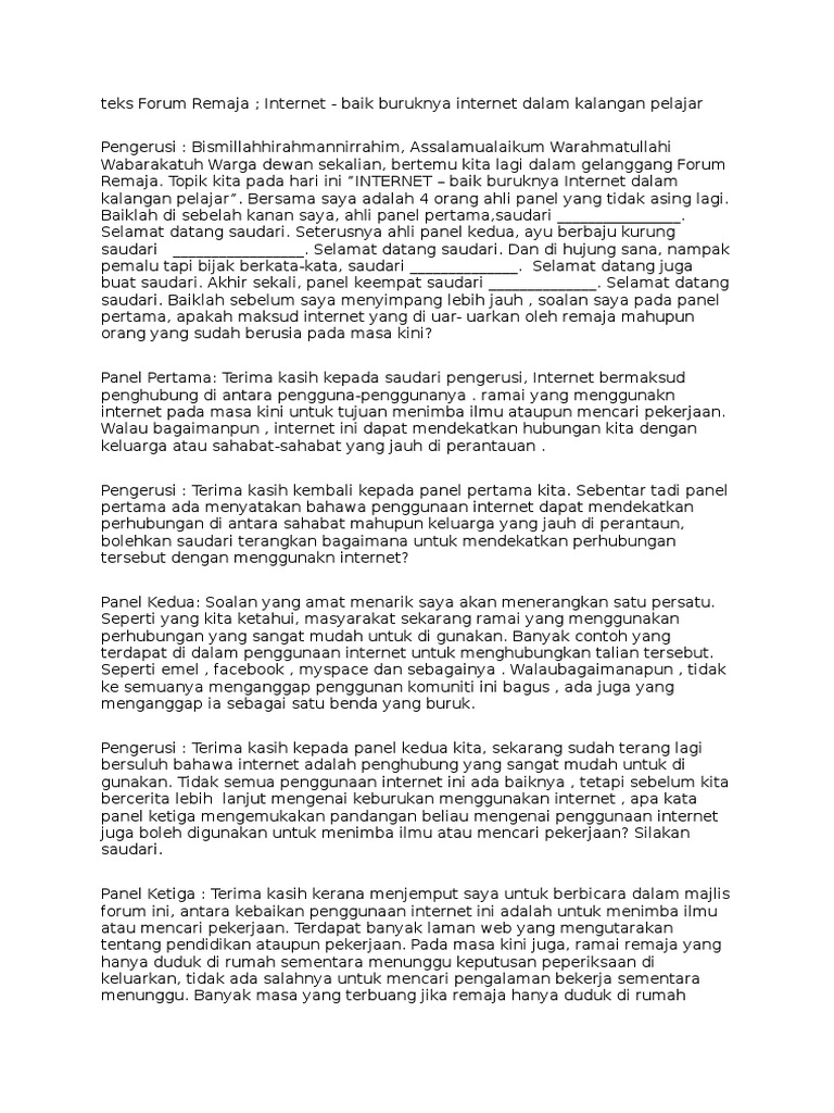 Teks Forum Remaja | PDF
