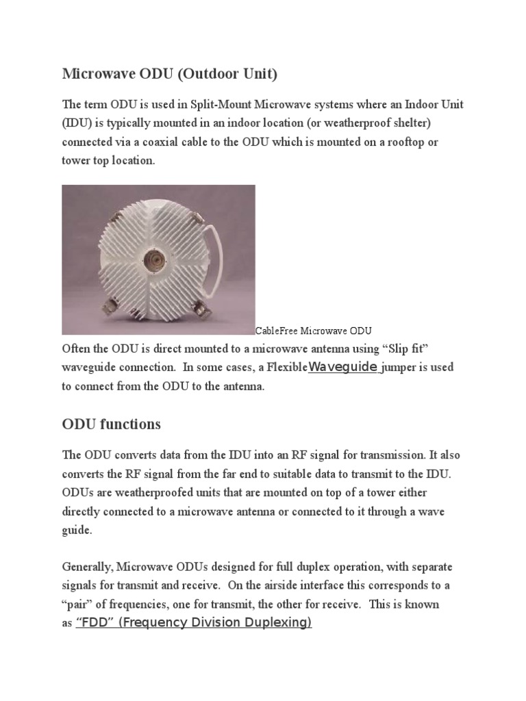 Microwave ODU | PDF | Microwave | Antenna (Radio)