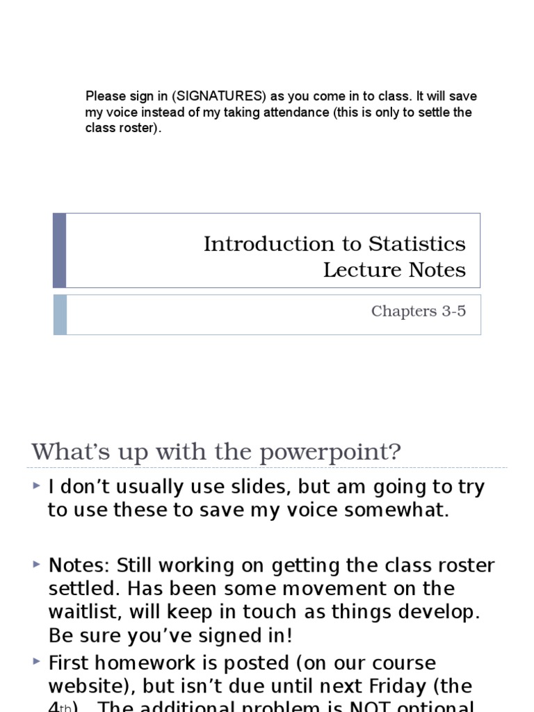 Intro to Statistics Lecture Notes | PDF | Histogram | Descriptive ...