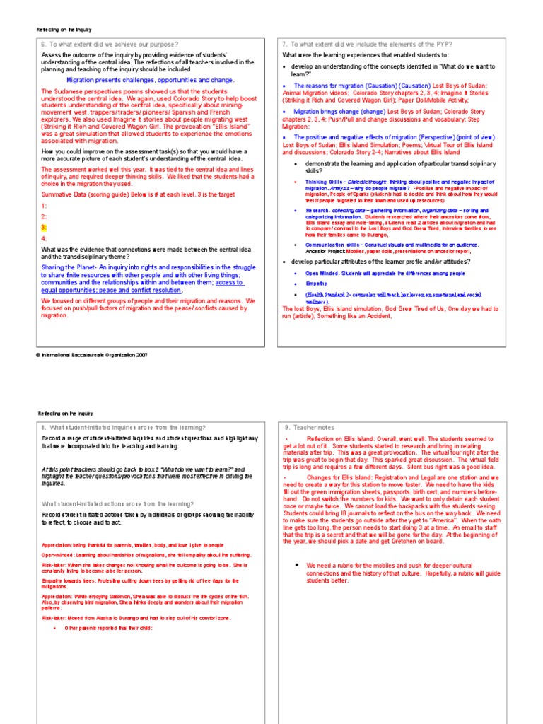 4th Grade Reflection For Sharing The Planet | PDF | Narrative | Thought