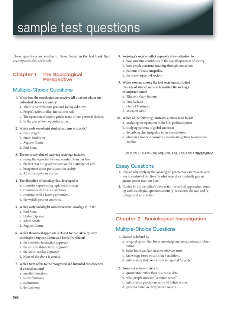 Sociology Sample Test | PDF | Sociology | Socialization