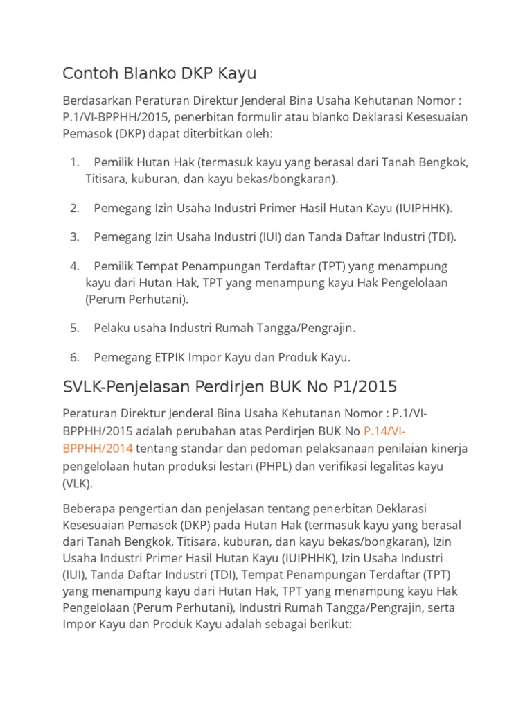 Contoh Blanko DKP Kayu | PDF