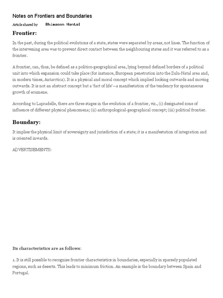 Frontiers vs Boundaries Explained | PDF | Frontier | Concept