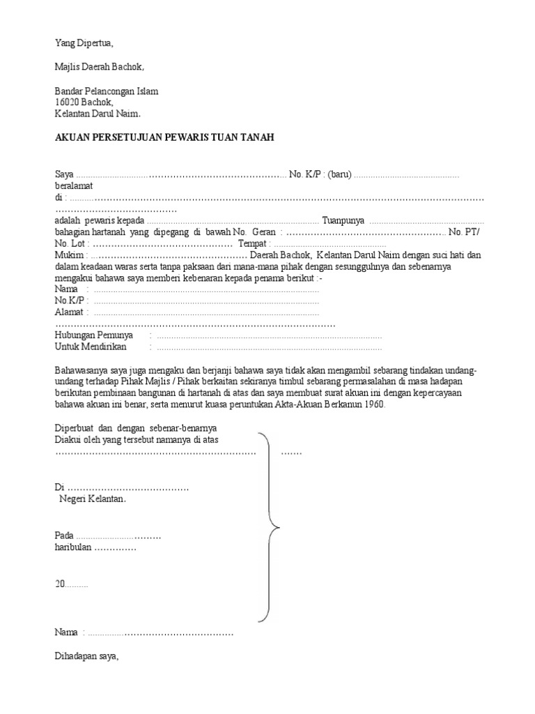Surat Persetujuan Tuan Tanah | PDF