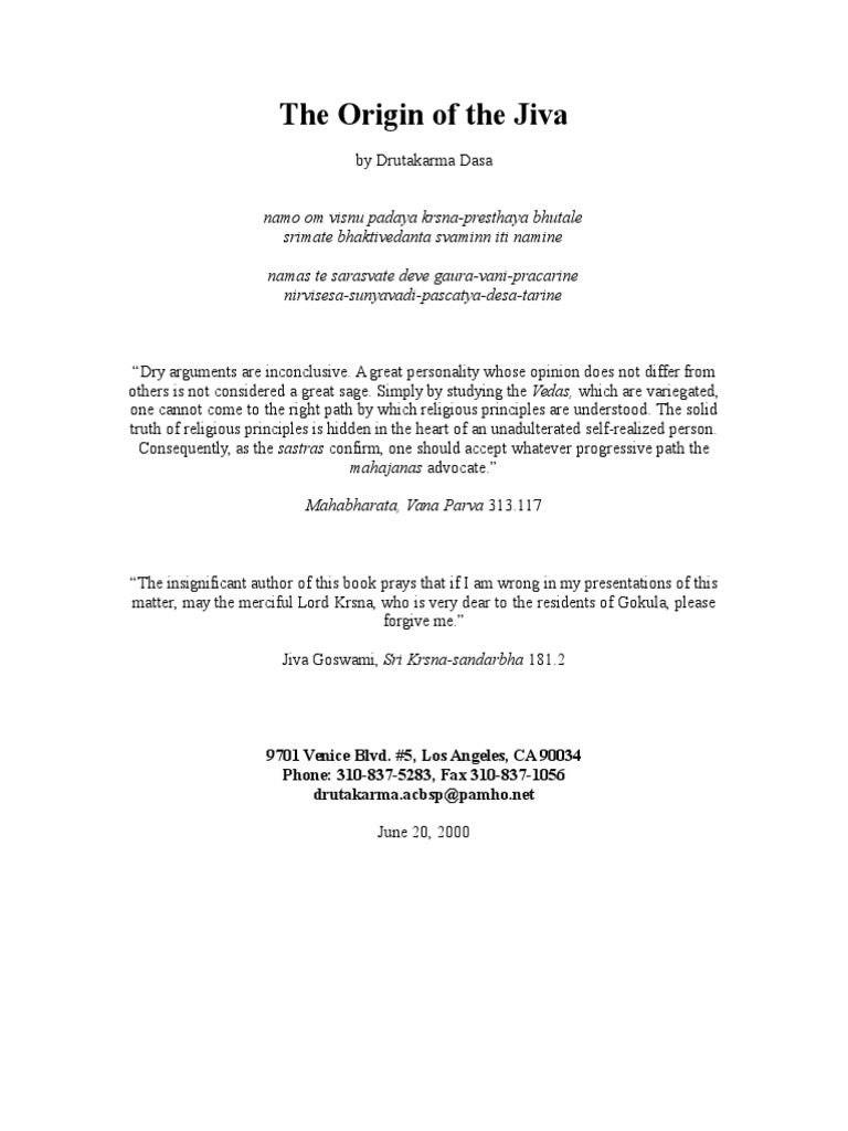 Understanding the Jiva's Origin | PDF | Soul | Krishna