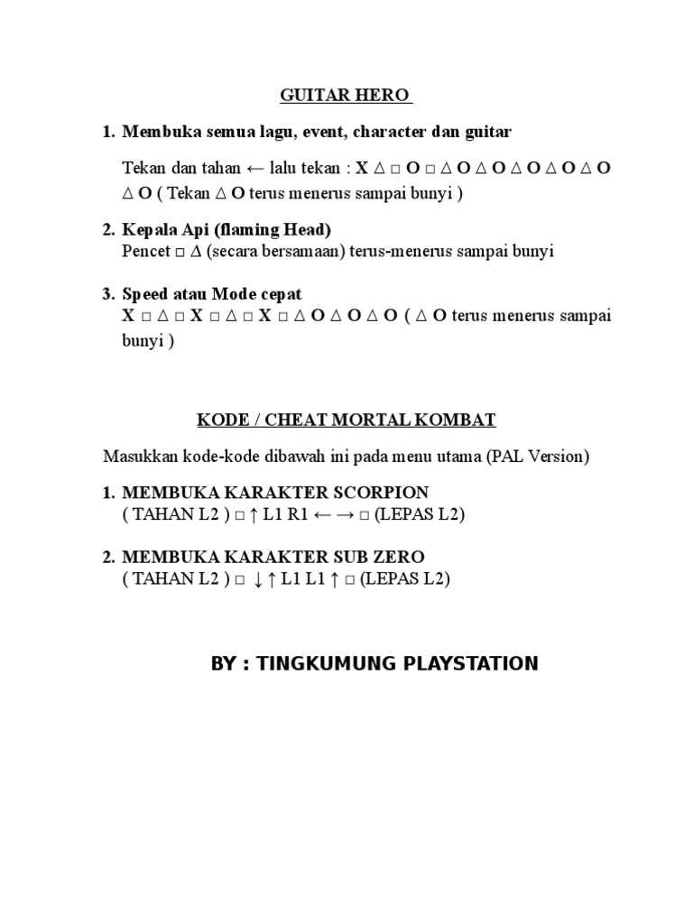 Kode Guitar Hero | PDF