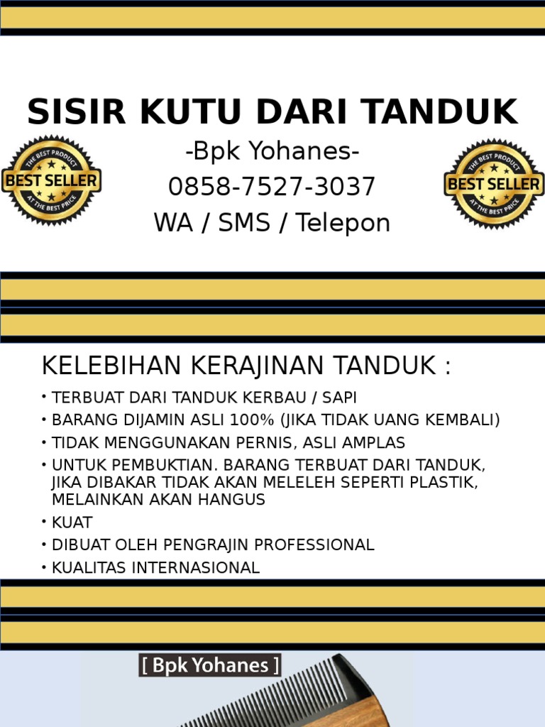 Sisir Serit, Sisir Kutu Rambut, Jual Sisir Kutut | PDF