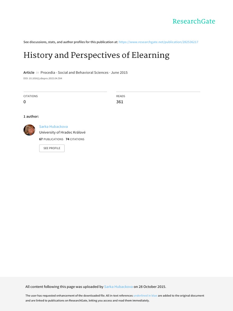 History and Perspectives of Elearning | PDF | Educational Technology ...