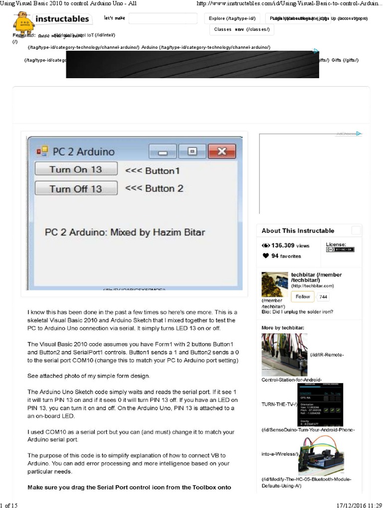 Using Visual Basic 2010 To Control Arduino Uno - All | PDF | World Wide ...
