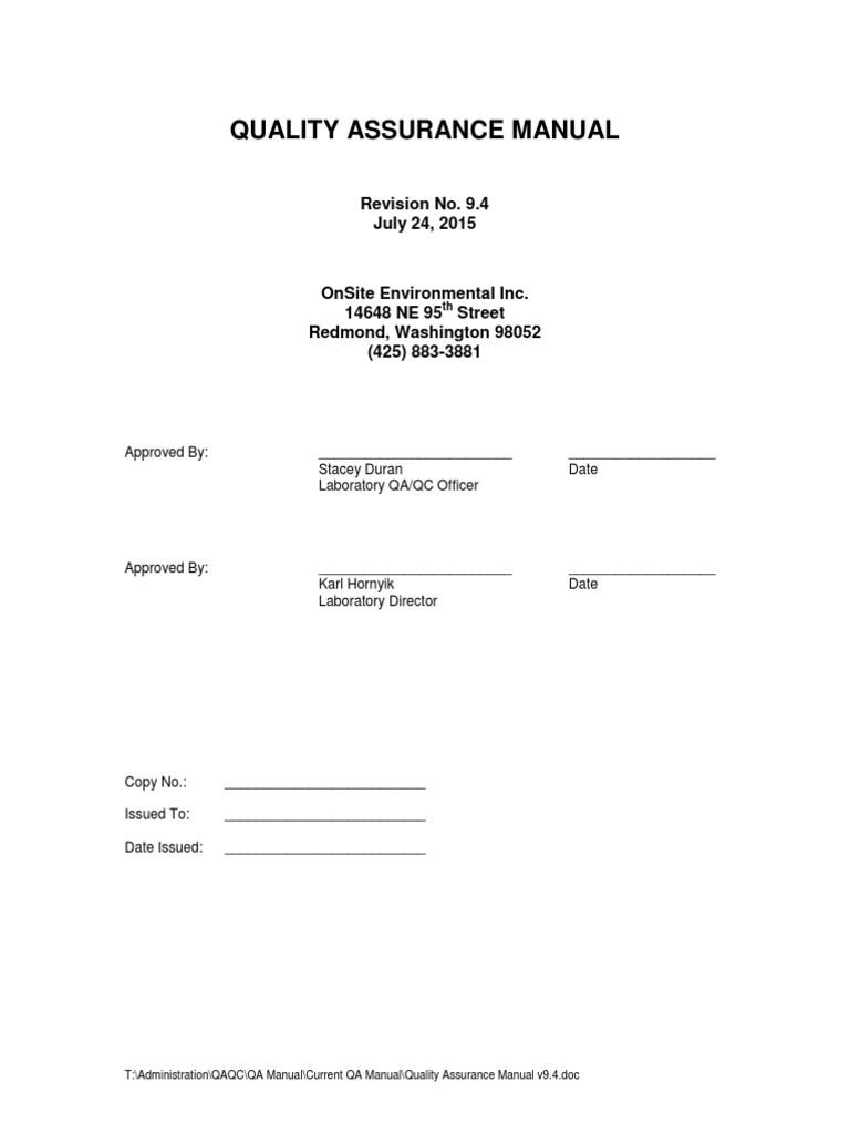 USA Lab Quality Assurance Manual v9.4 | PDF