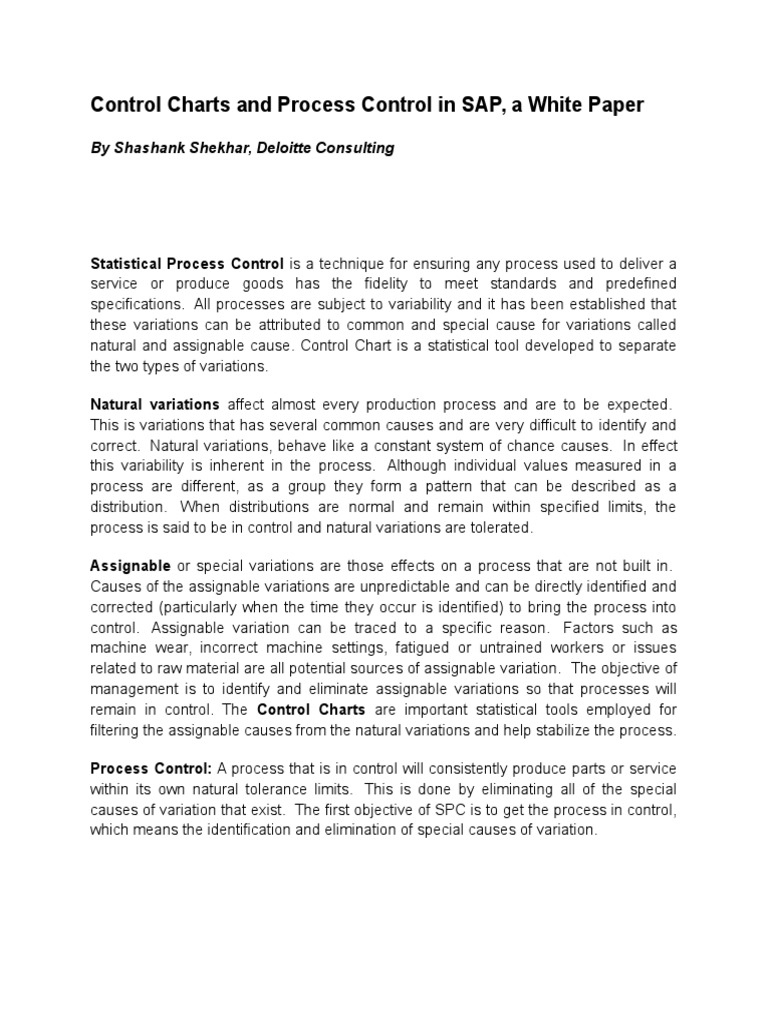 Control Charts and Process Control in SAP | PDF | Standard Deviation | Statistics