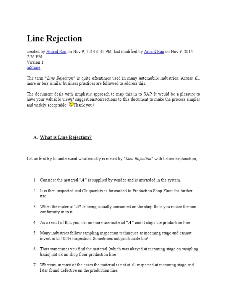 Line Rejection | Download Free PDF | Computing | Business