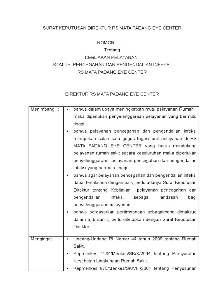 Kebijakan Ppi Rs Mata Padang Eye Center | PDF