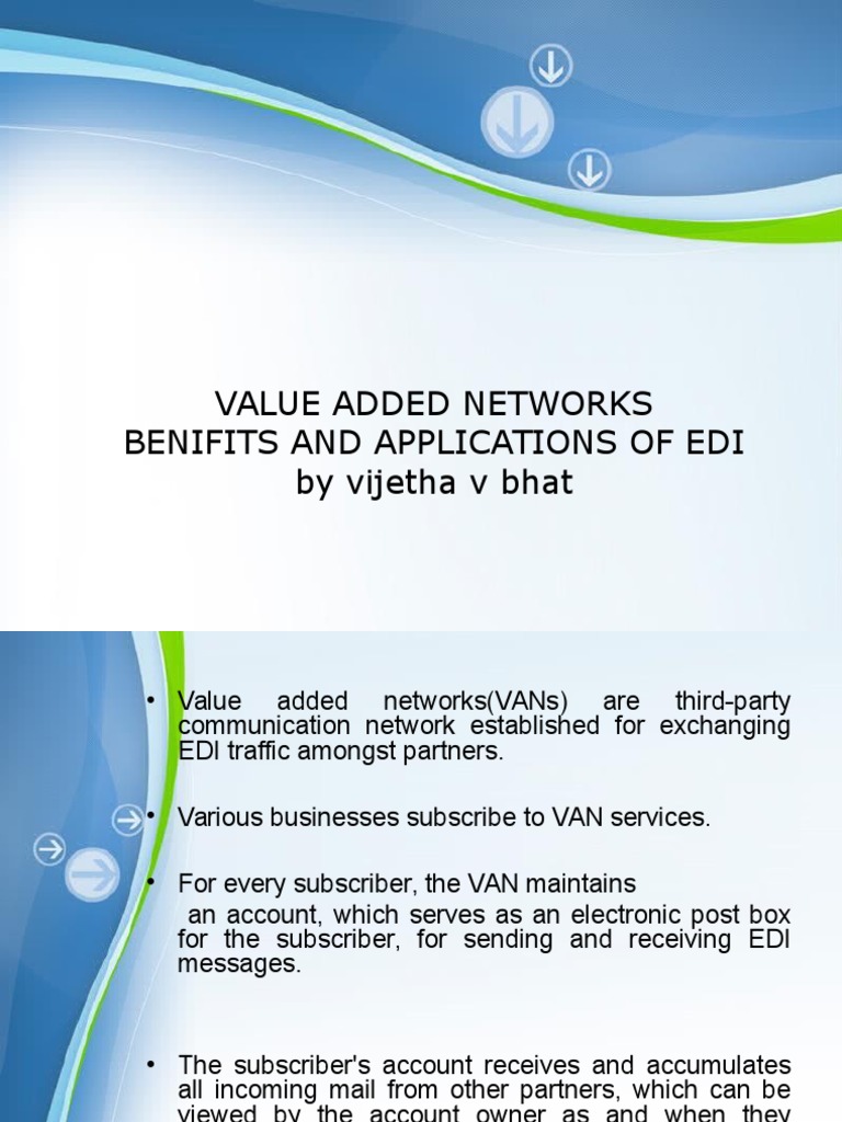 VAN/benefitsof - EDI - Pptx/vijetha Bhat | PDF | Electronic Data Interchange | Invoice