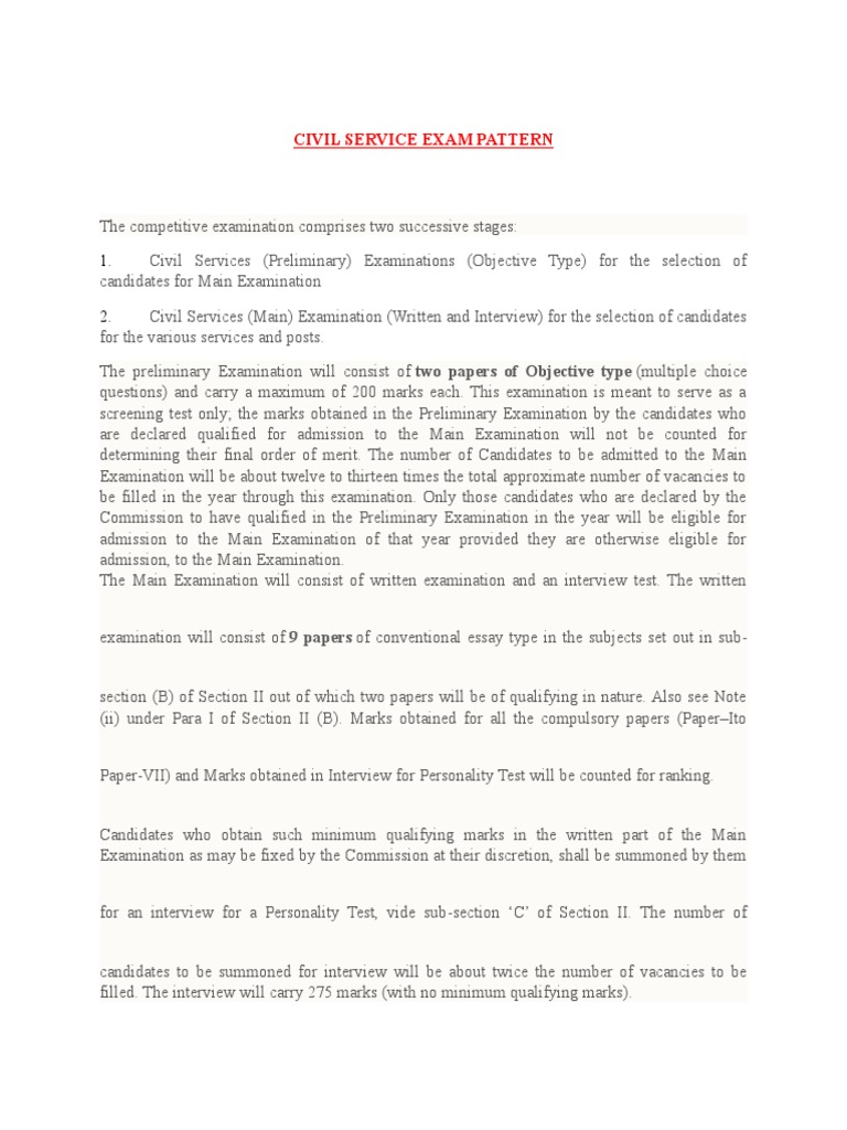 (636664235) Civil Service Exam Pattern | PDF | Educational Assessment ...