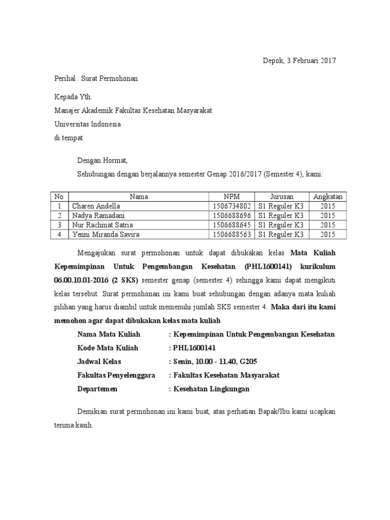 Contoh Surat Kepemimpinan | PDF