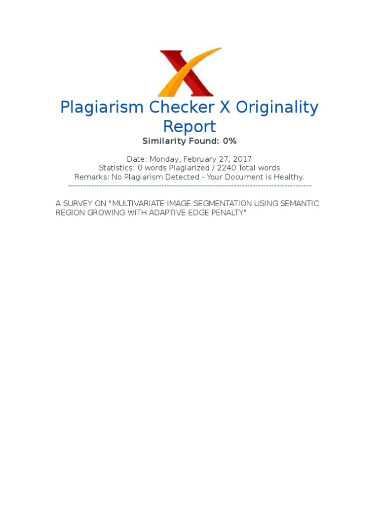 Plagiarism - Report | PDF | Image Segmentation | Areas Of Computer Science