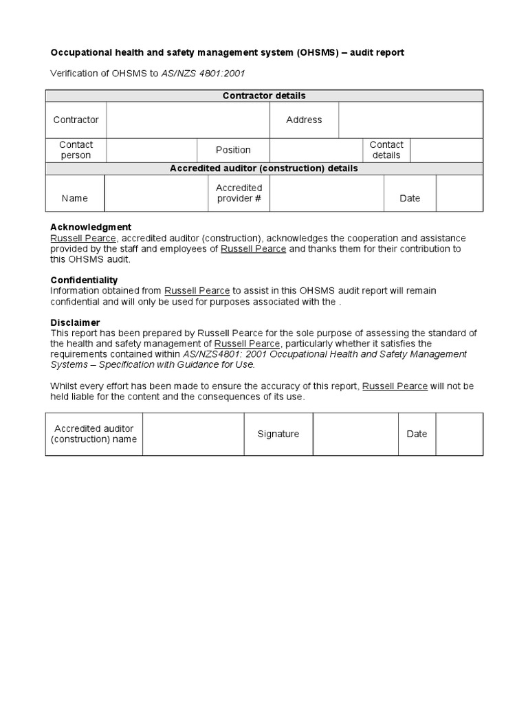 Safety MNGT Sys Audit Report | PDF | Emergency | Occupational Safety ...