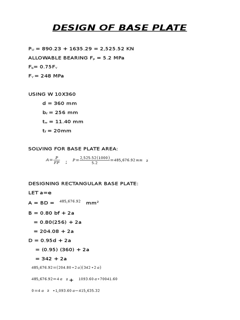 Base Plate, Pedestal and Footing | PDF | Solid Mechanics | Civil ...