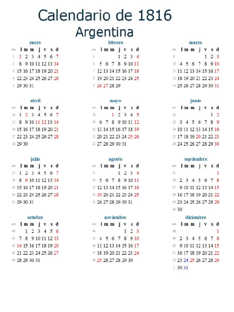 Calendario de 1816 | PDF
