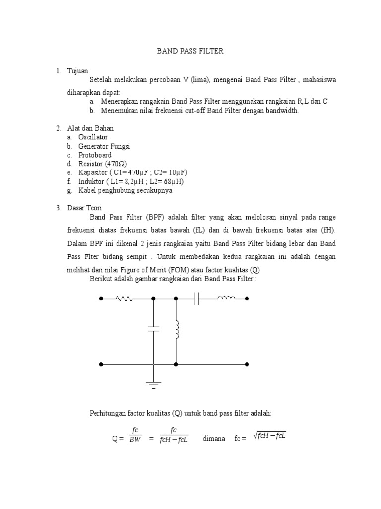 Band Pass Filter | PDF | Metode & Bahan Ajar | Komputer