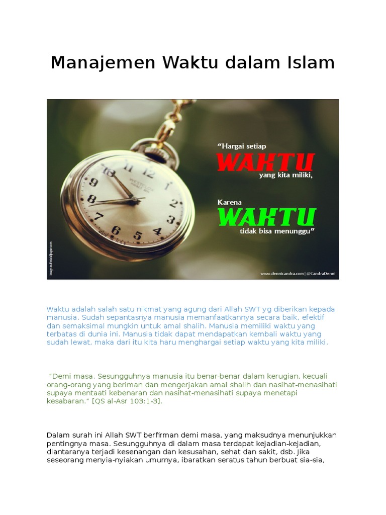Time Management Dalam Islam | PDF | Karier & Perkembangan ...