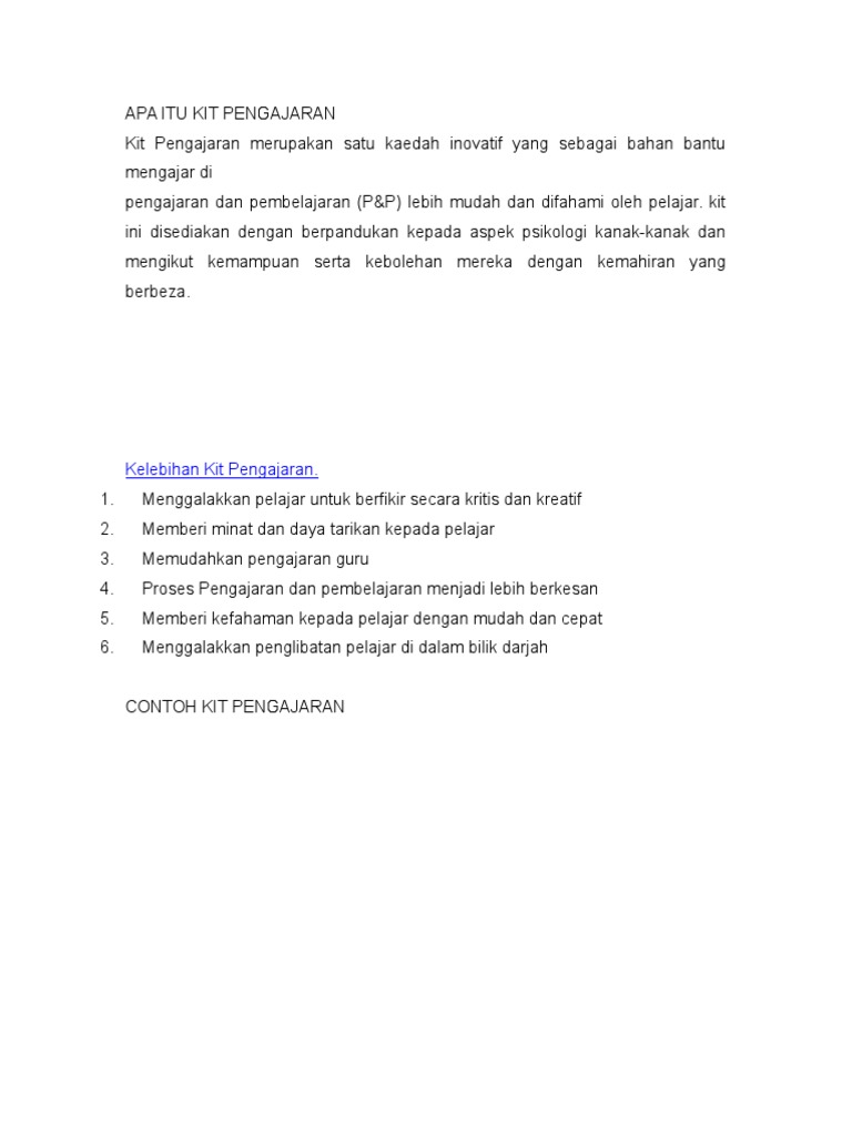 Apa Itu Kit Pengajaran | PDF