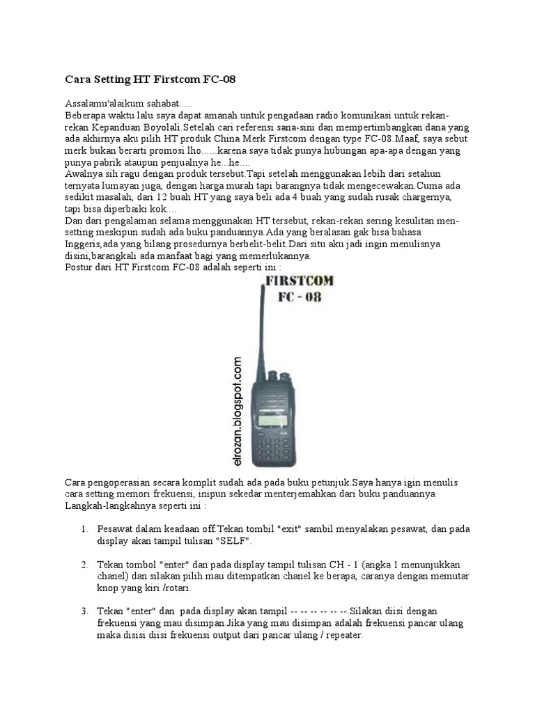 Cara Setting HT Firstcom FC | PDF