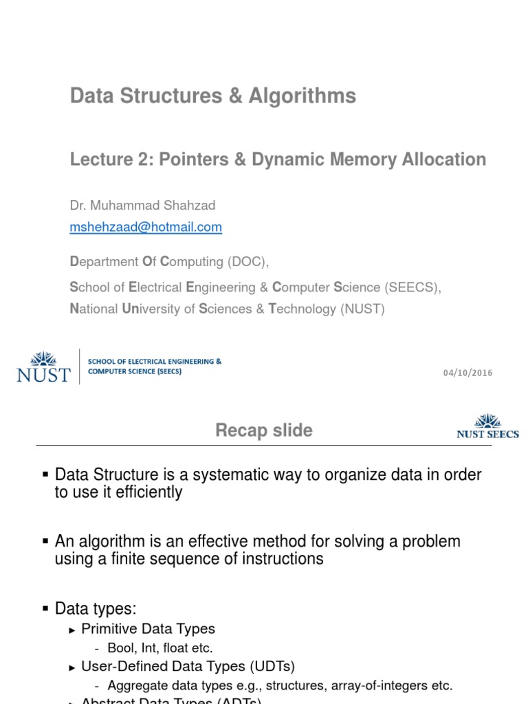 Pointers And Dynamic Memory Allocation Pdf Pointer Computer Programming Variable 6421