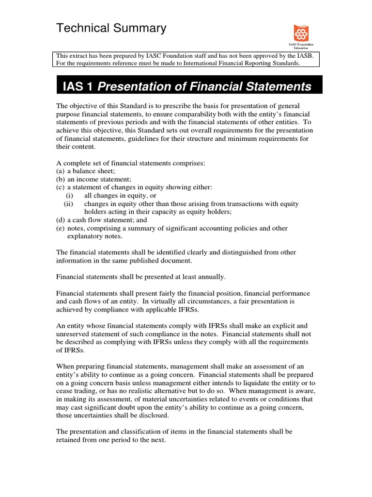 IAS 1 - Summary PDF | PDF