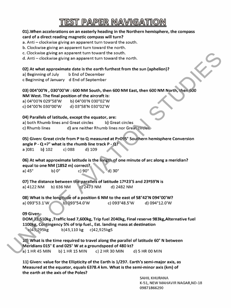 Test Paper Nav 4 | PDF