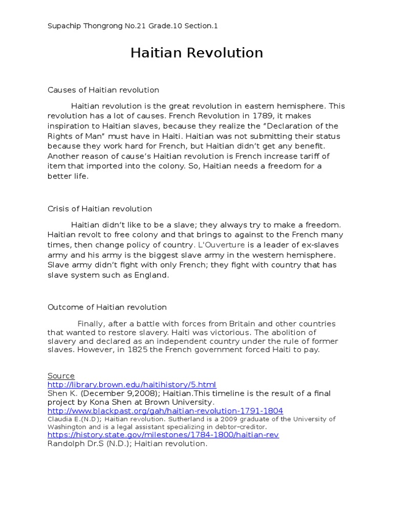 Haitian Revolution: Causes and Outcomes | PDF | History
