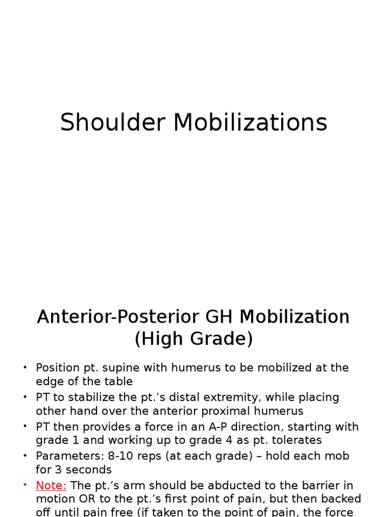 Shoulder Mobilizations | PDF | Anatomical Terms Of Motion | Elbow