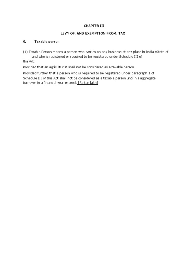 Levy Of, and Exemption From, Tax 9. Taxable Person | PDF | Business ...