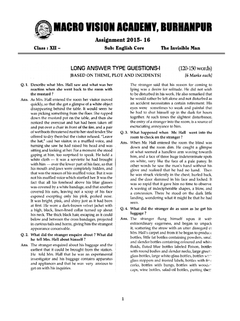 The Invisible Man (ENglish Novel) | PDF