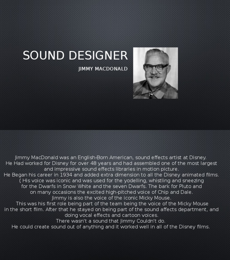 Sound Designer: Jimmy Macdonald | PDF