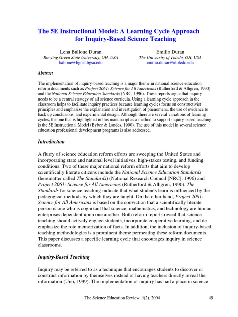 5E | PDF | Inquiry Based Learning | Science Education