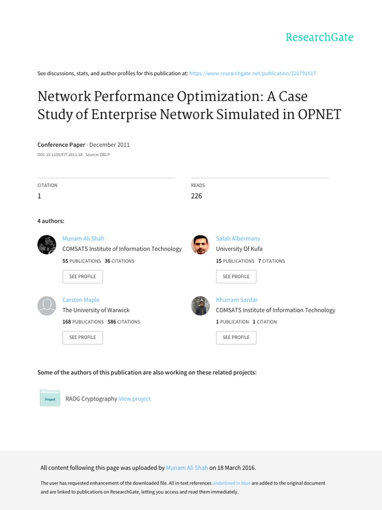 Network Performance Optimization A Case Study of Enterprise Network ...