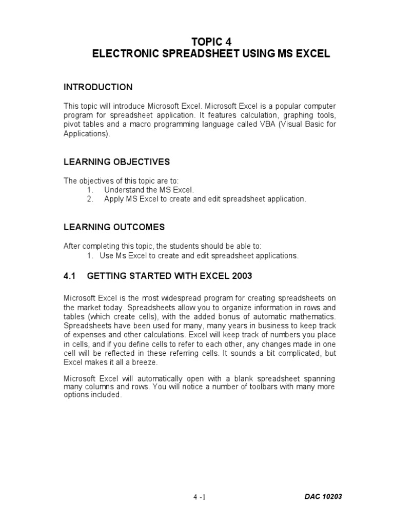 CHAPTER 4 - MS Excel (Module) PDF | Download Free PDF | Microsoft Excel ...