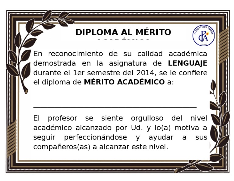 Diploma Mérito Académico 2014 | PDF