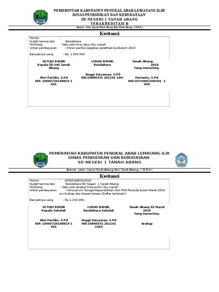 Kwitansi APBD | PDF