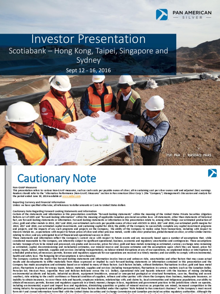PAAS Investor Presentation Scotiabank Asia Roadshow | PDF | Gold | Mining