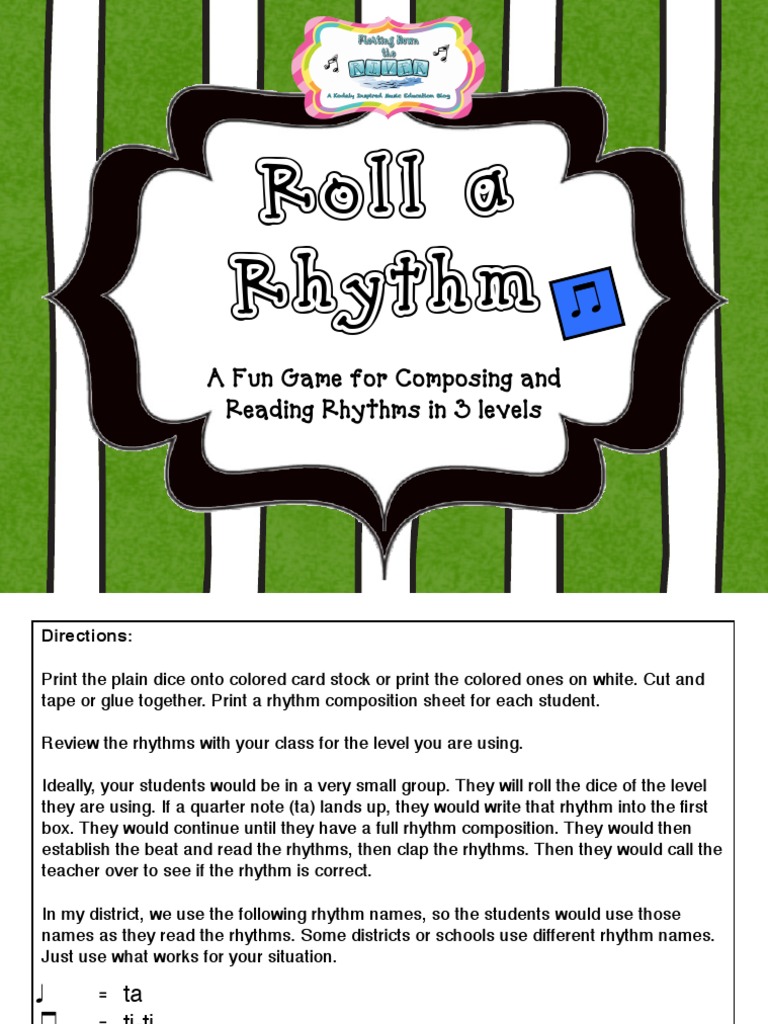 Roll A Rhythm A Game For Composing and Reading Rhythms | PDF | Rhythm ...