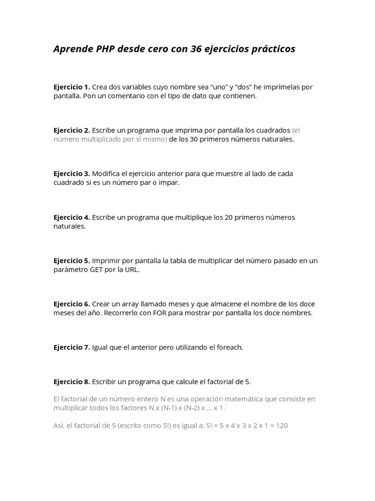 Aprende Php Con 36 Ejercicios Practicos Pdf Estructura De Datos De