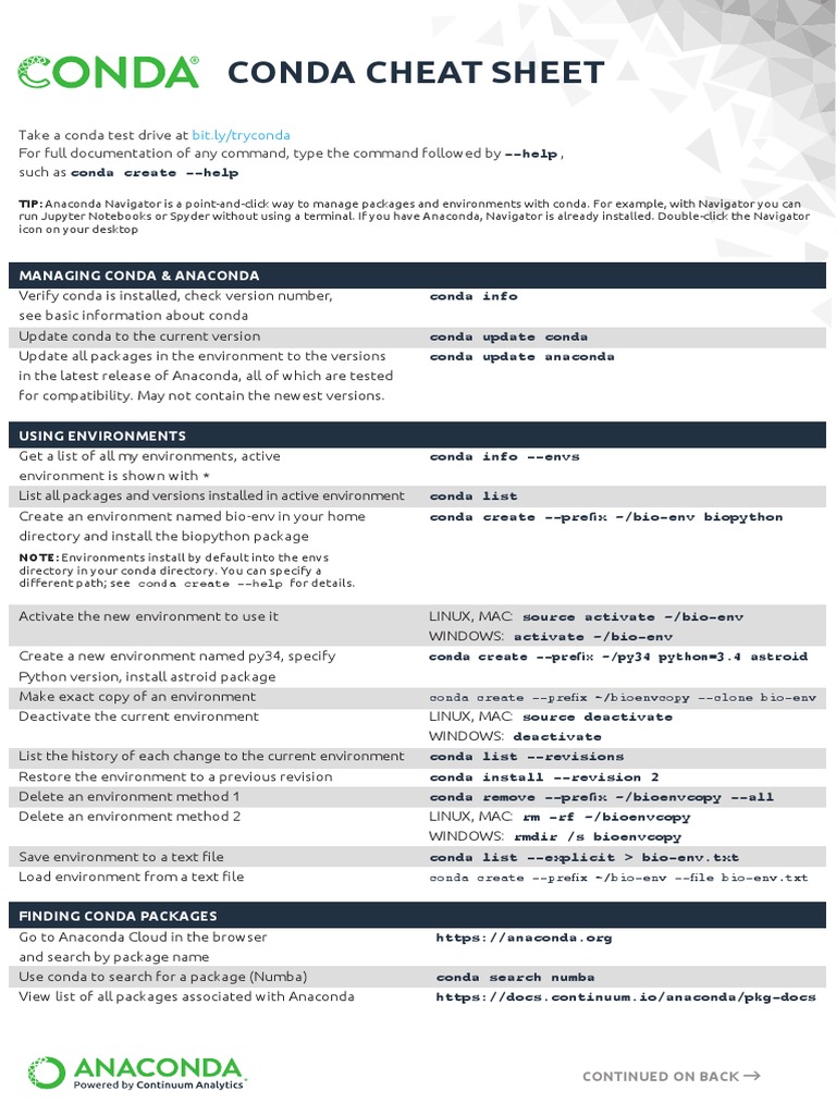 Conda Cheatsheet Pdf Pdf 